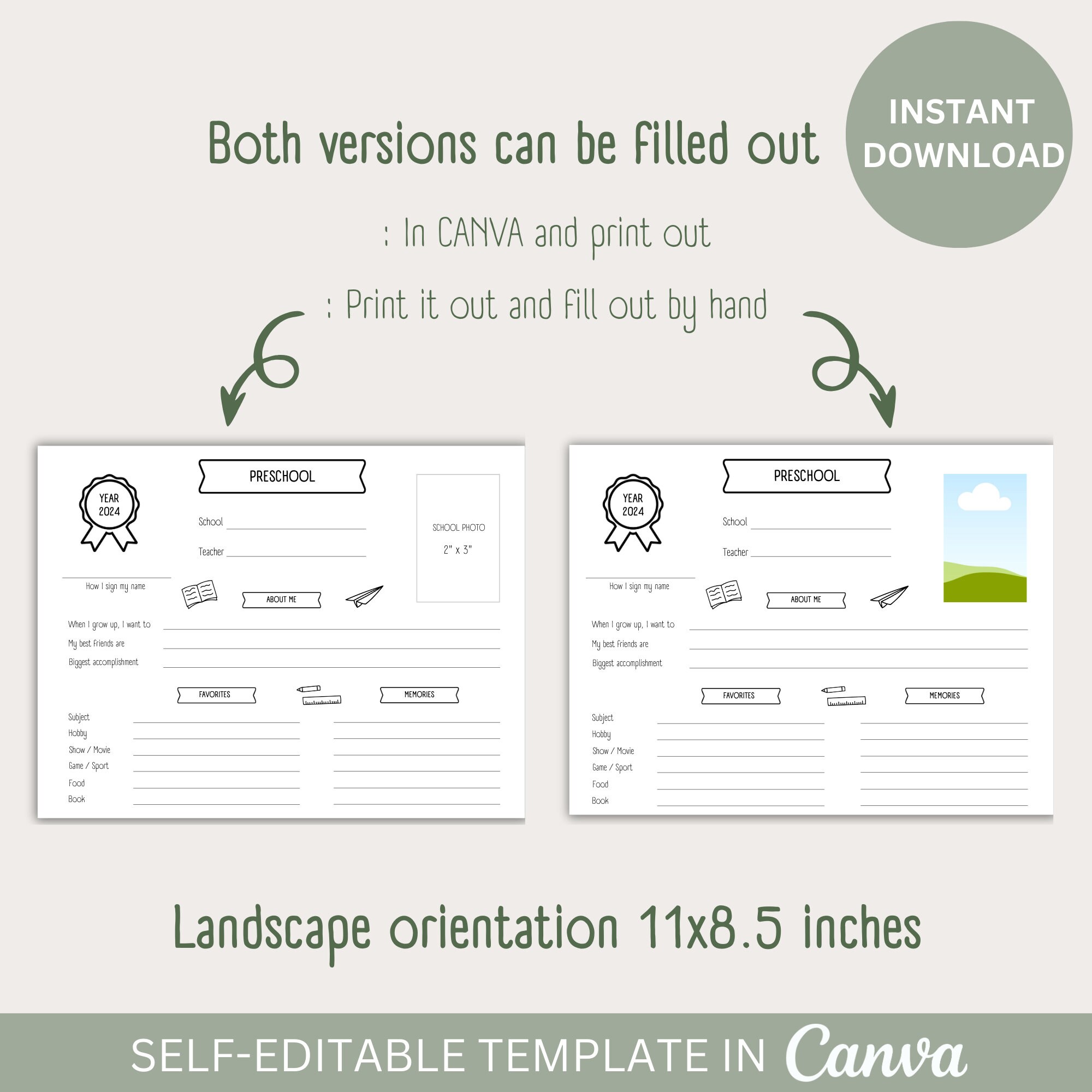 Editable School Memory Page School Memory Book Printable Childhood ...