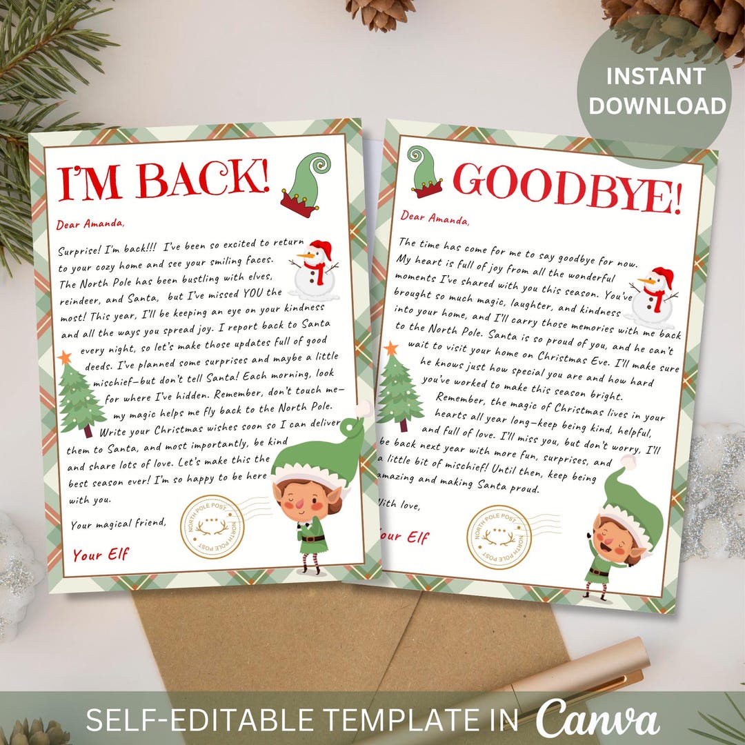 Editable Elf Arrival Letter Goodbye Elf Letter Elf Im Back Christmas ...