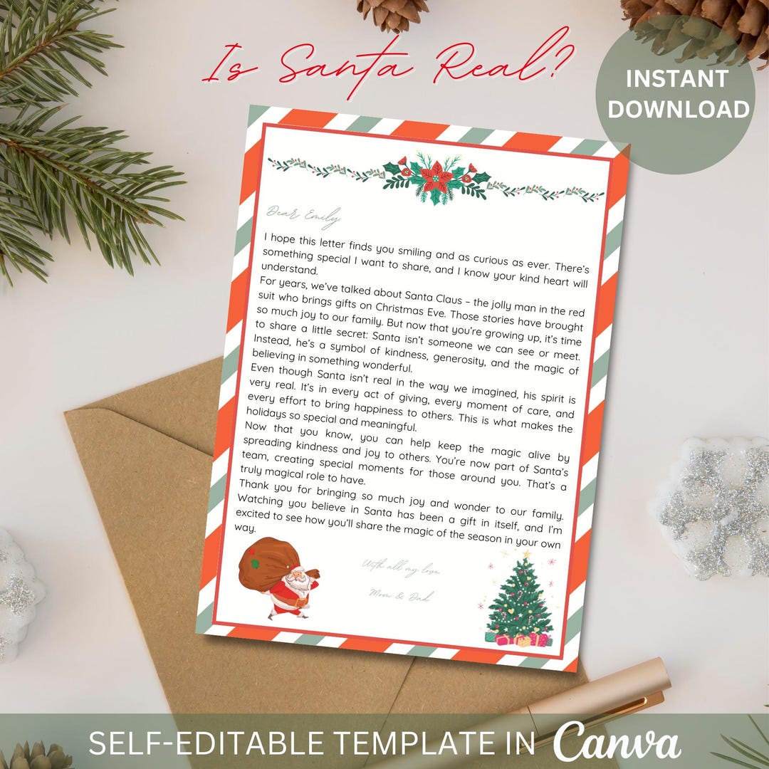 Editable Santa Explanation Letter: Christmas Holiday Printable (canva ...