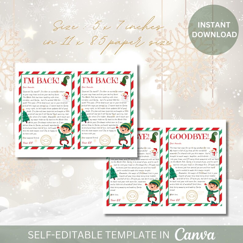 Editable Elf Arrival & Goodbye Letter Template (digital Download) - Etsy