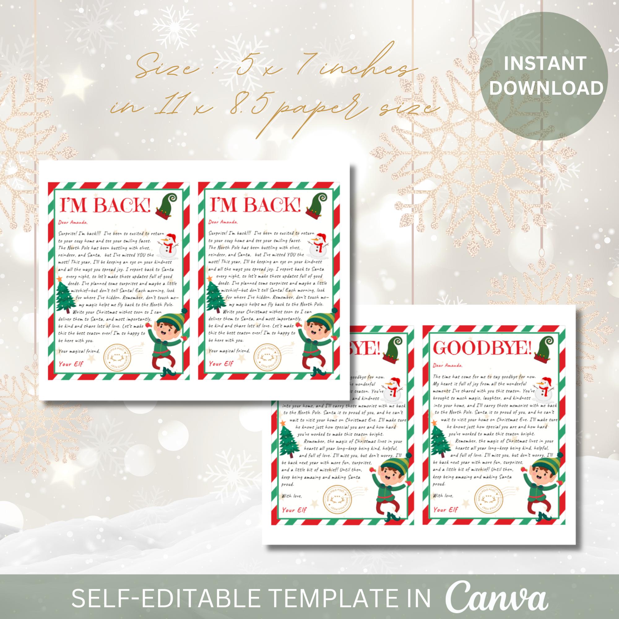 Editable Elf Arrival & Goodbye Letter Template (digital Download) - Etsy