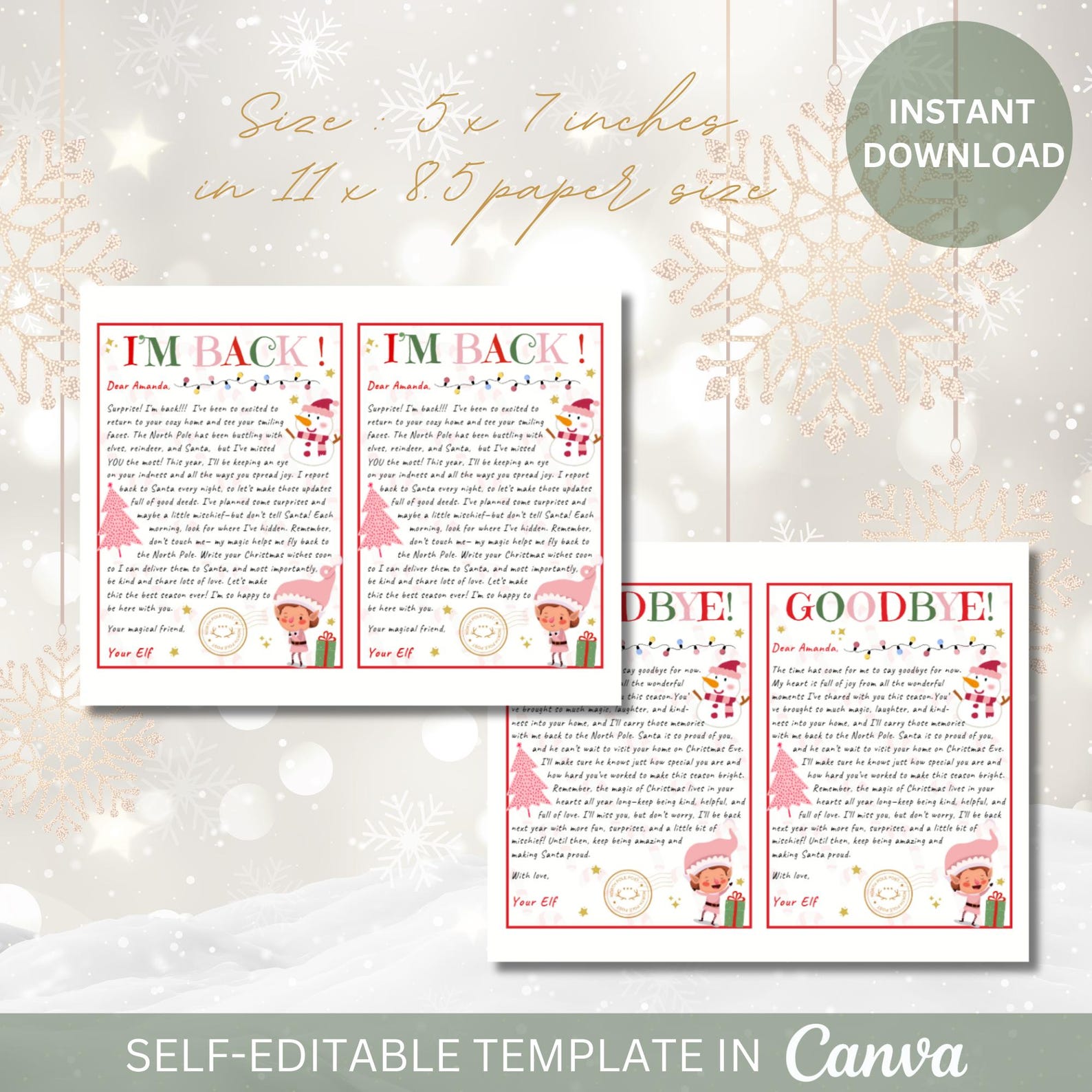 Editable Elf Arrival & Goodbye Letter Template (digital Download) - Etsy