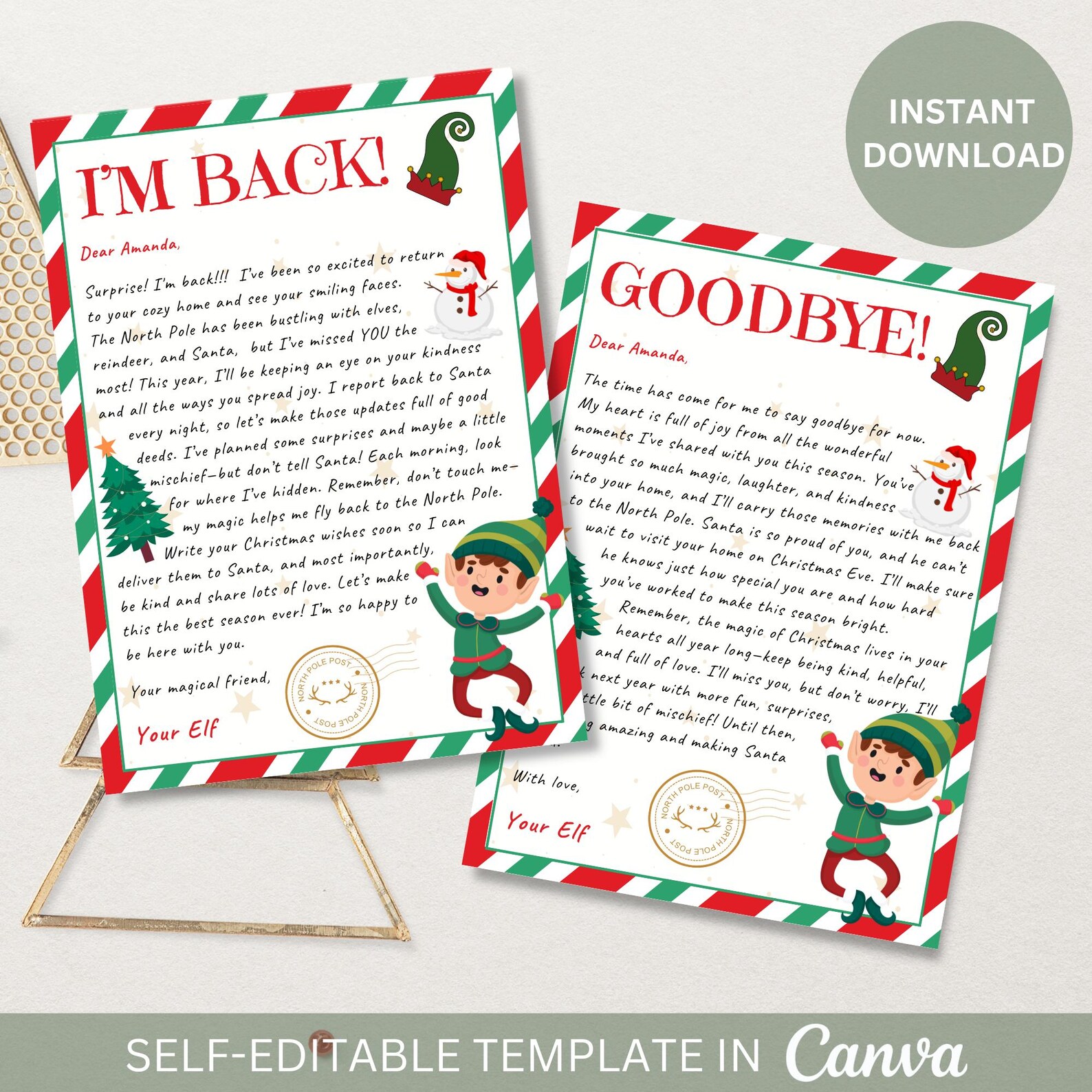 Editable Elf Arrival & Goodbye Letter Template (digital Download) - Etsy