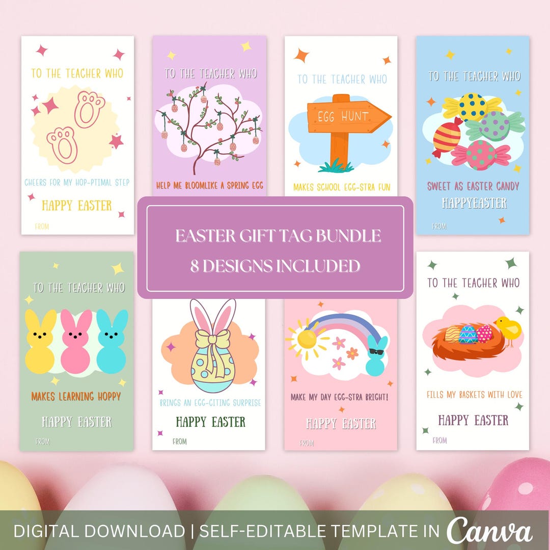 Editable Easter Teacher Gift Tags Template for School Teacher ...