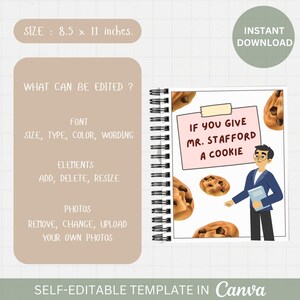 Editable Teacher Gift Book If You Give Your Teacher a Cookie Teacher ...