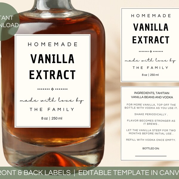 Vanilla Extract Labels - Etsy