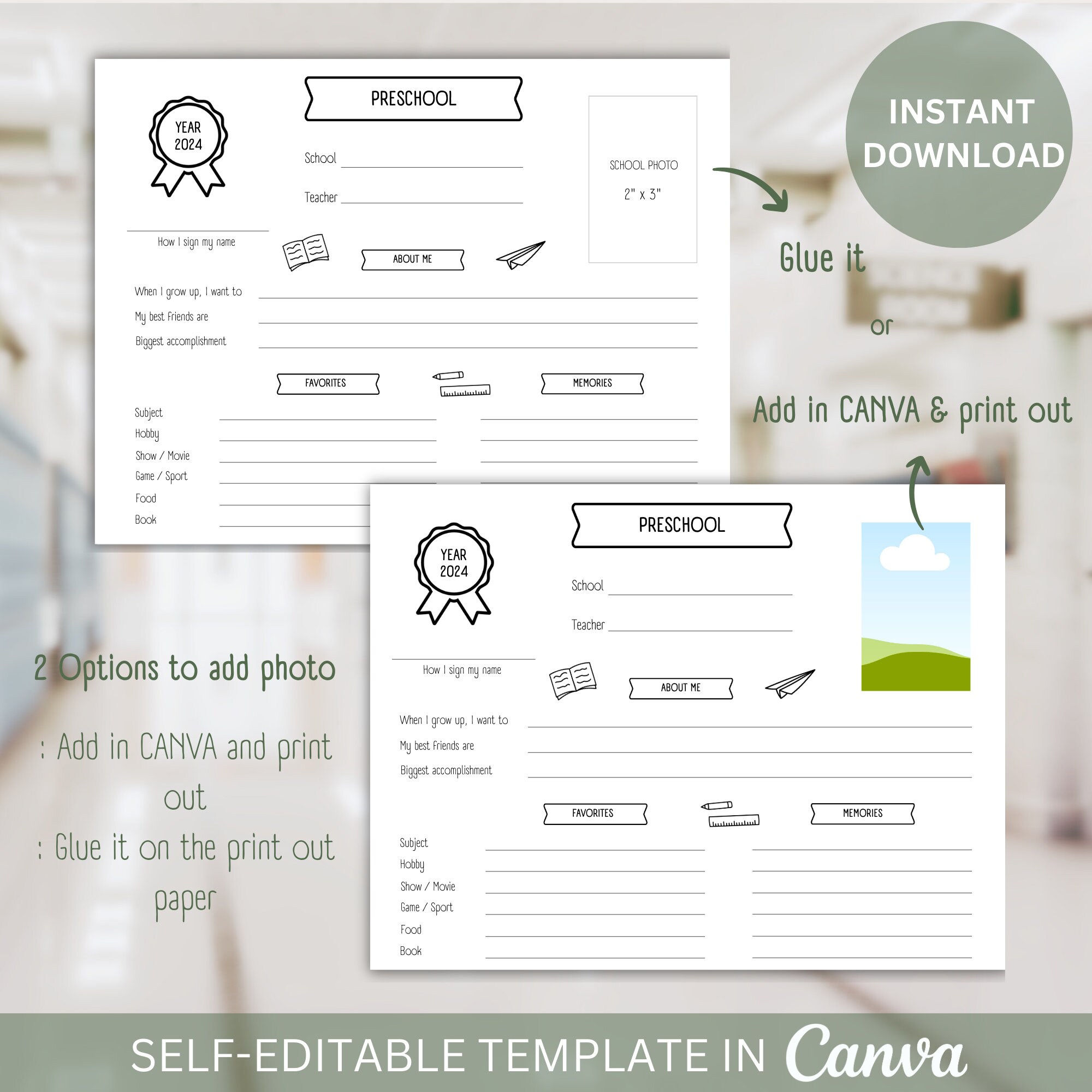 Editable School Memory Page School Memory Box Sheet Questionnaire ...
