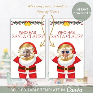Editable Celebrity Who Has Santa Claus Game Scratch off Card Christmas ...
