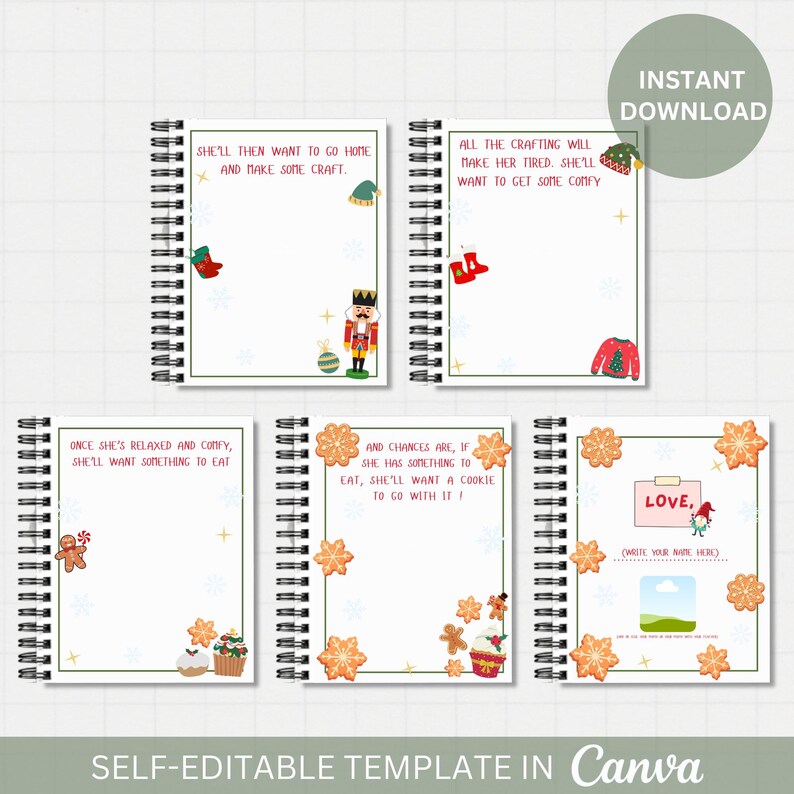 Editable Christmas Teacher Gift Book: If You Give A Cookie (canva ...