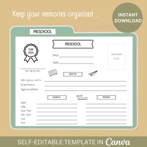 Editable School Memory Page School Memory Box Sheet Questionnaire ...