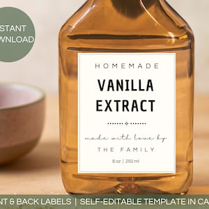 Editable Vanilla Extract Label Template: Printable Gift Label (instant ...