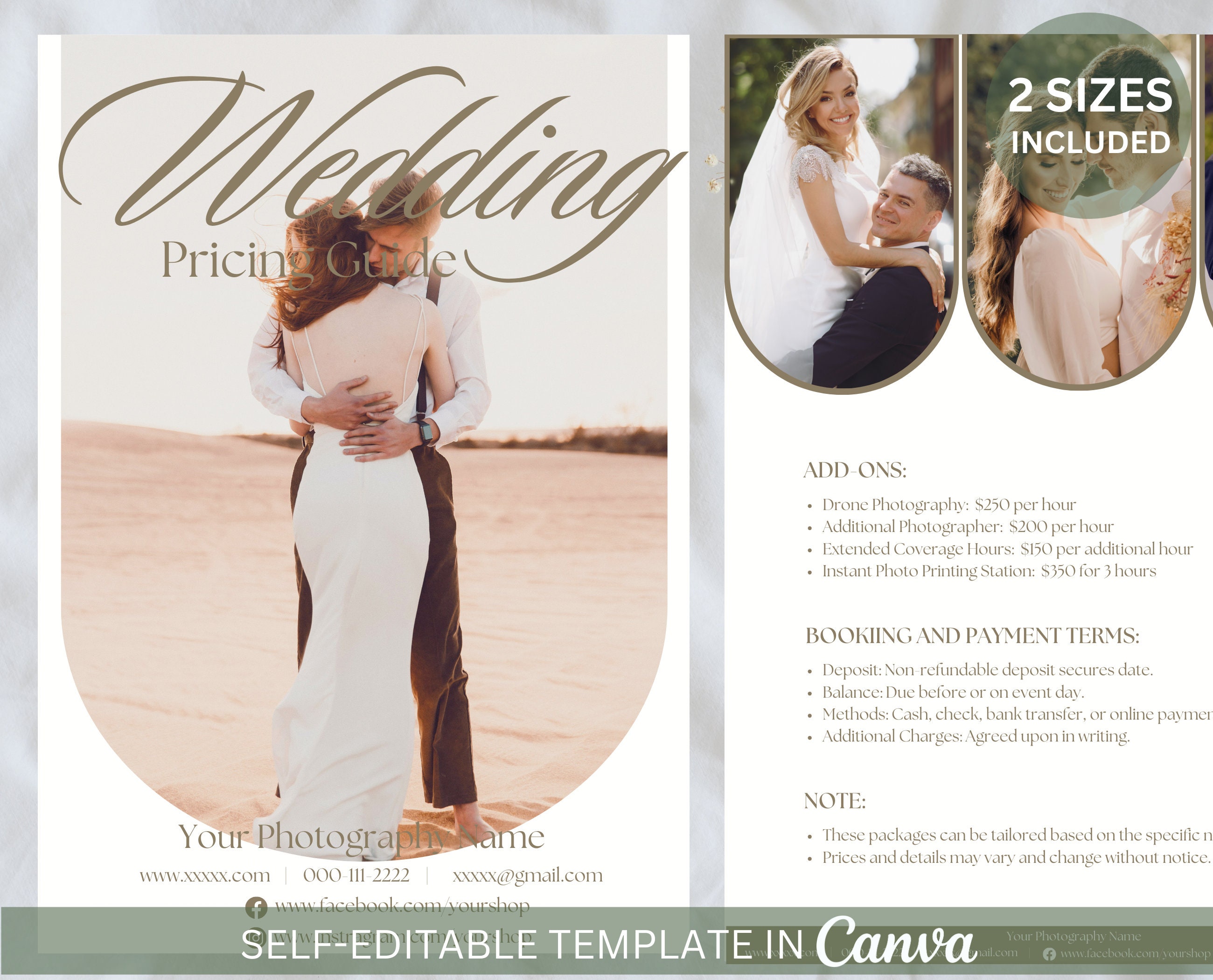 Editable Wedding Photography Pricing Template Photographer Price Guide ...