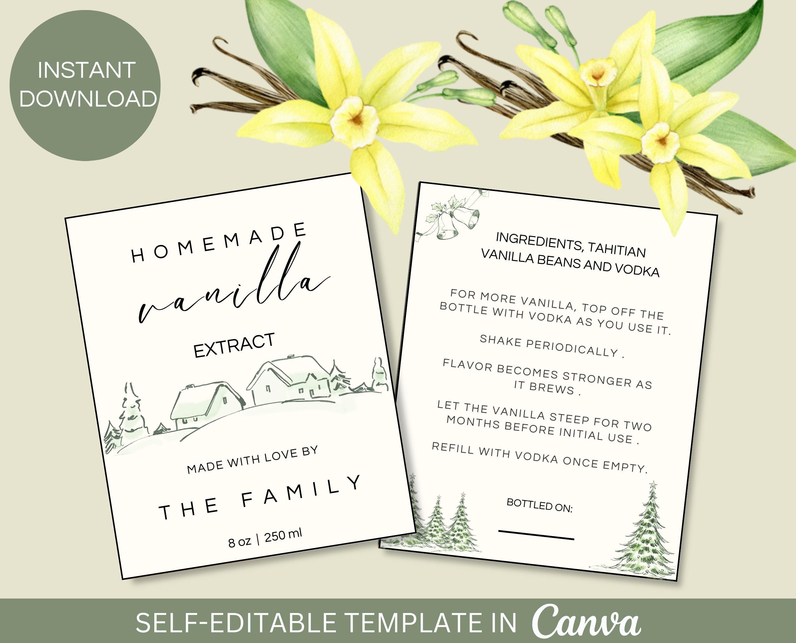 Editable Christmas Vanilla Extract Label Template: DIY Gift Label ...