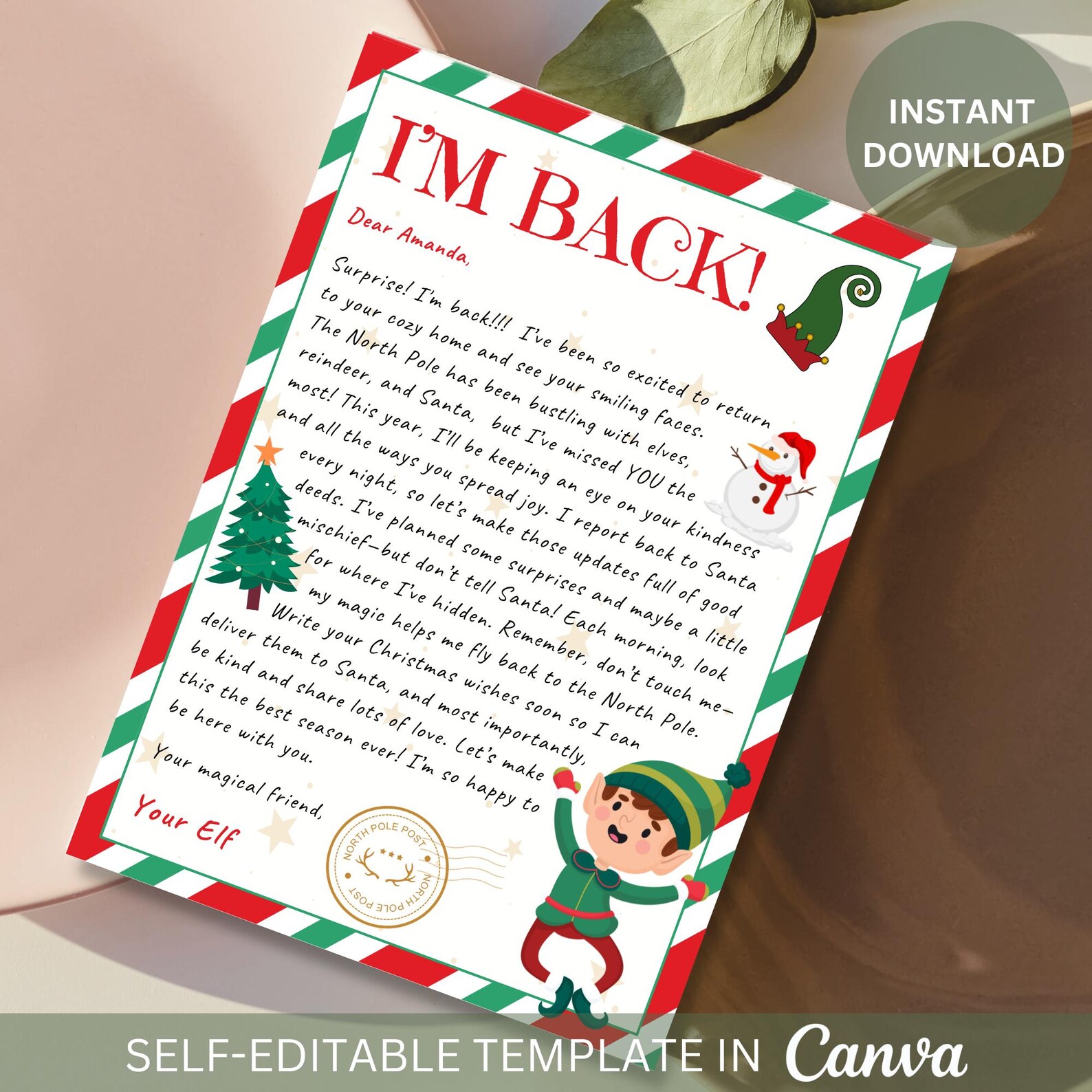 Editable Elf Arrival Letter Goodbye Elf Letter Elf Im Back Christmas ...