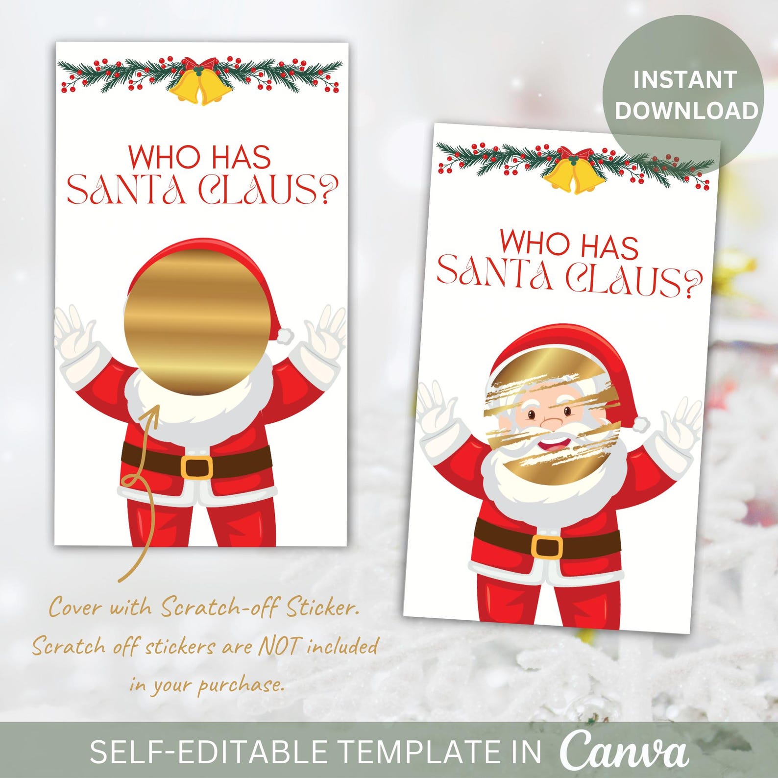 Editable Celebrity Who Has Santa Claus Game Scratch off Card Christmas ...