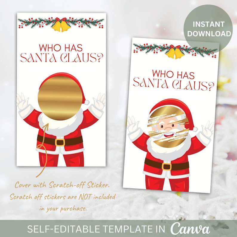 Editable Celebrity Who Has Santa Claus Game Scratch off Card Christmas ...