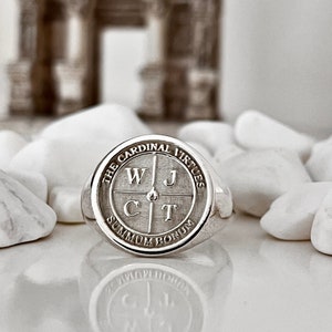 925K Silver the Cardinal Virtues Ring, Graduation Gift, Vintage Daily ...