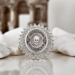 Silver Memento Mori Ring, Stoic Ring, Personalized Ring, Stone Ring ...