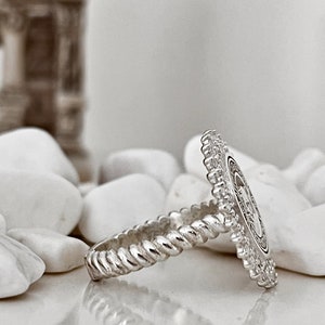 Silver Memento Mori Ring, Stoic Ring, Personalized Ring, Stone Ring ...