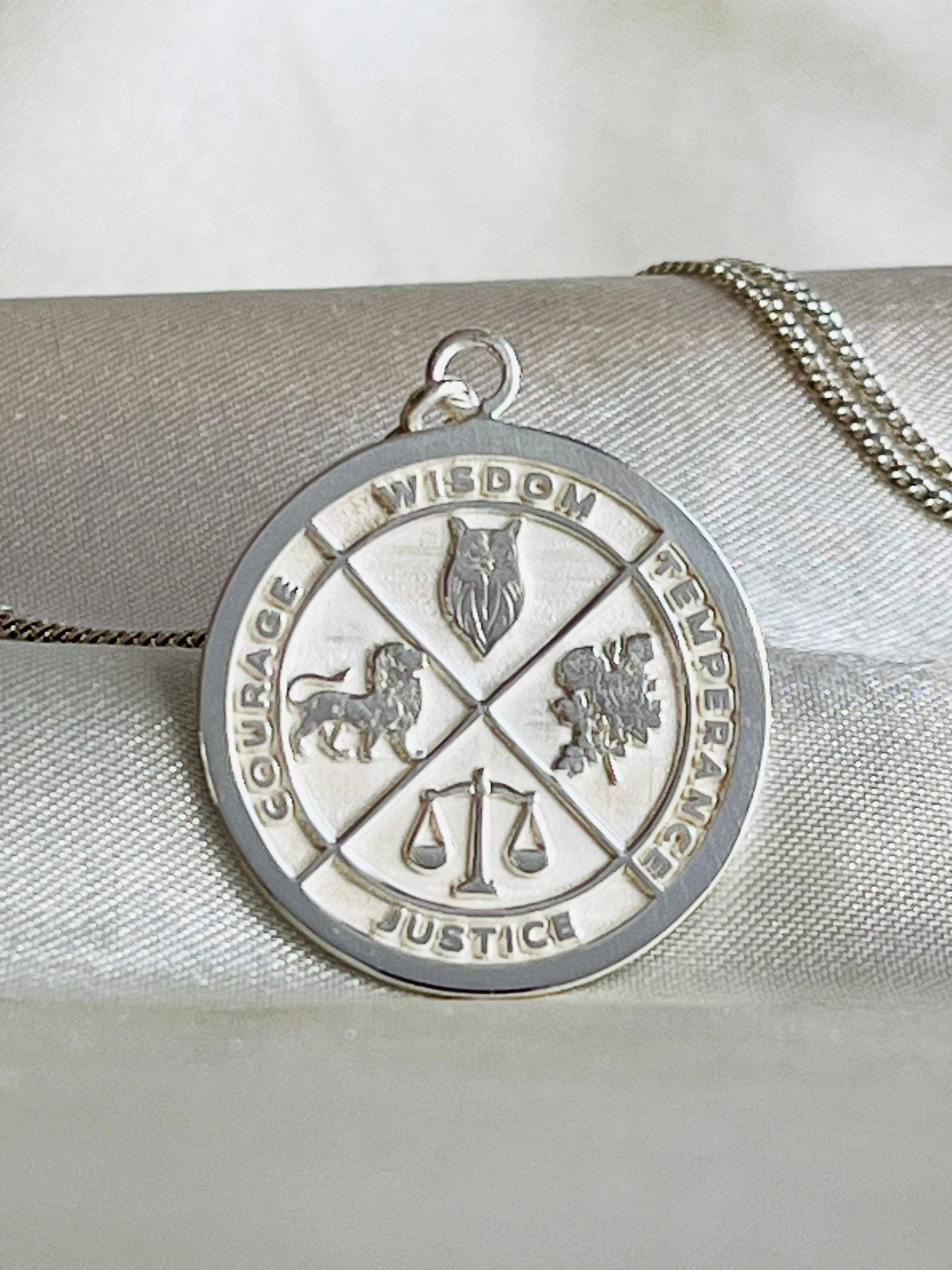 The Cardinal Virtues Stoic Necklace,justice Wisdom Temperance Courage ...