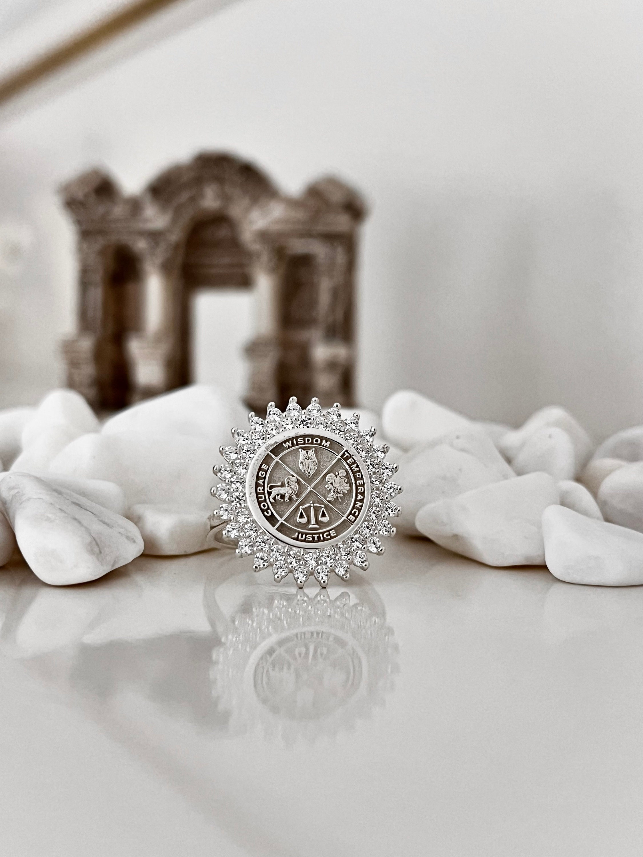 Stoic Ring ,justice Wisdom Ring ,cardinal Virtues Necklace,wisdom Necklace,stoic Gift,stoic Four ...