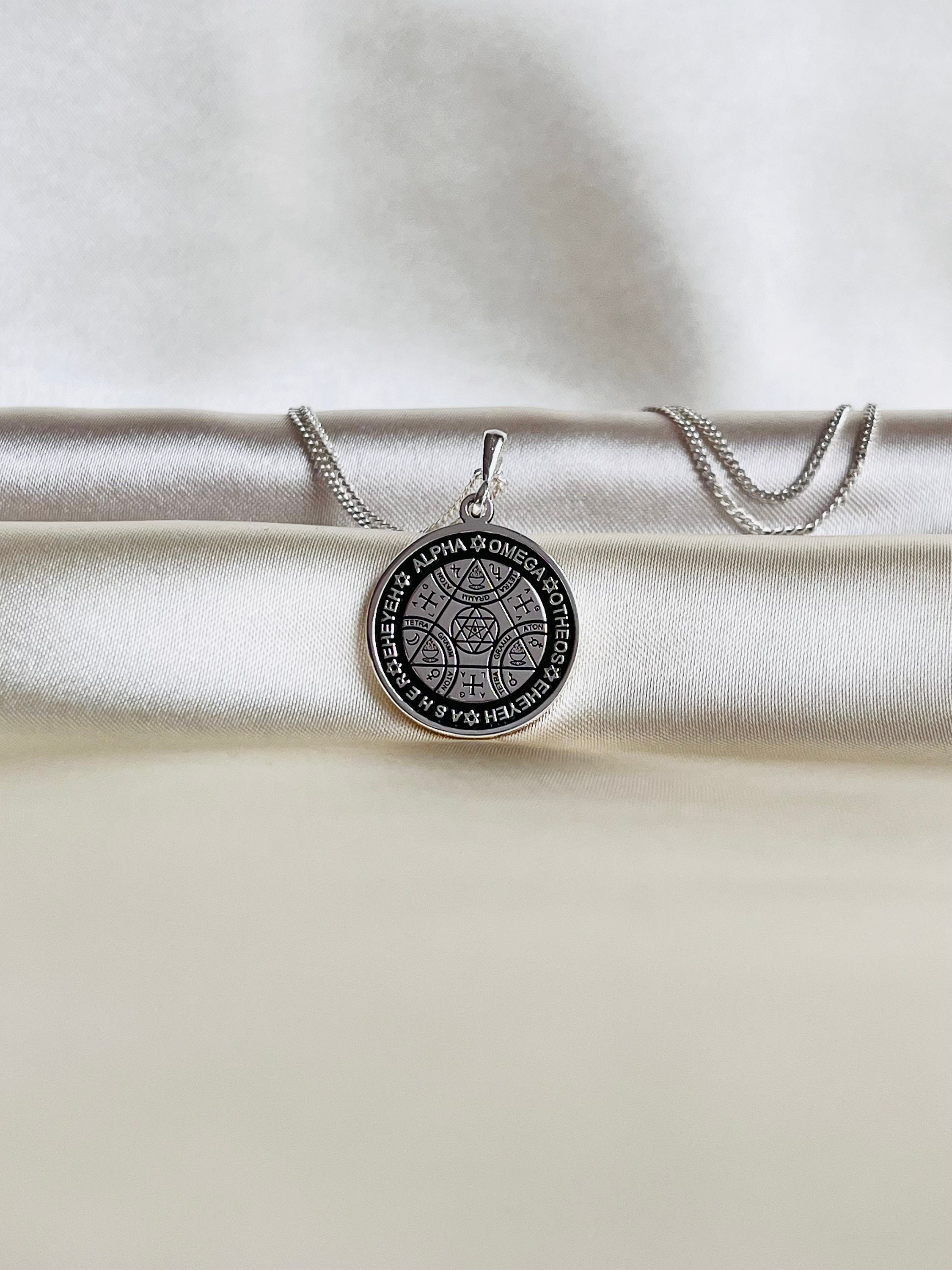 Enoch Angel Magic Amulet, Special Design, Silver Alpha-omega Necklace ...