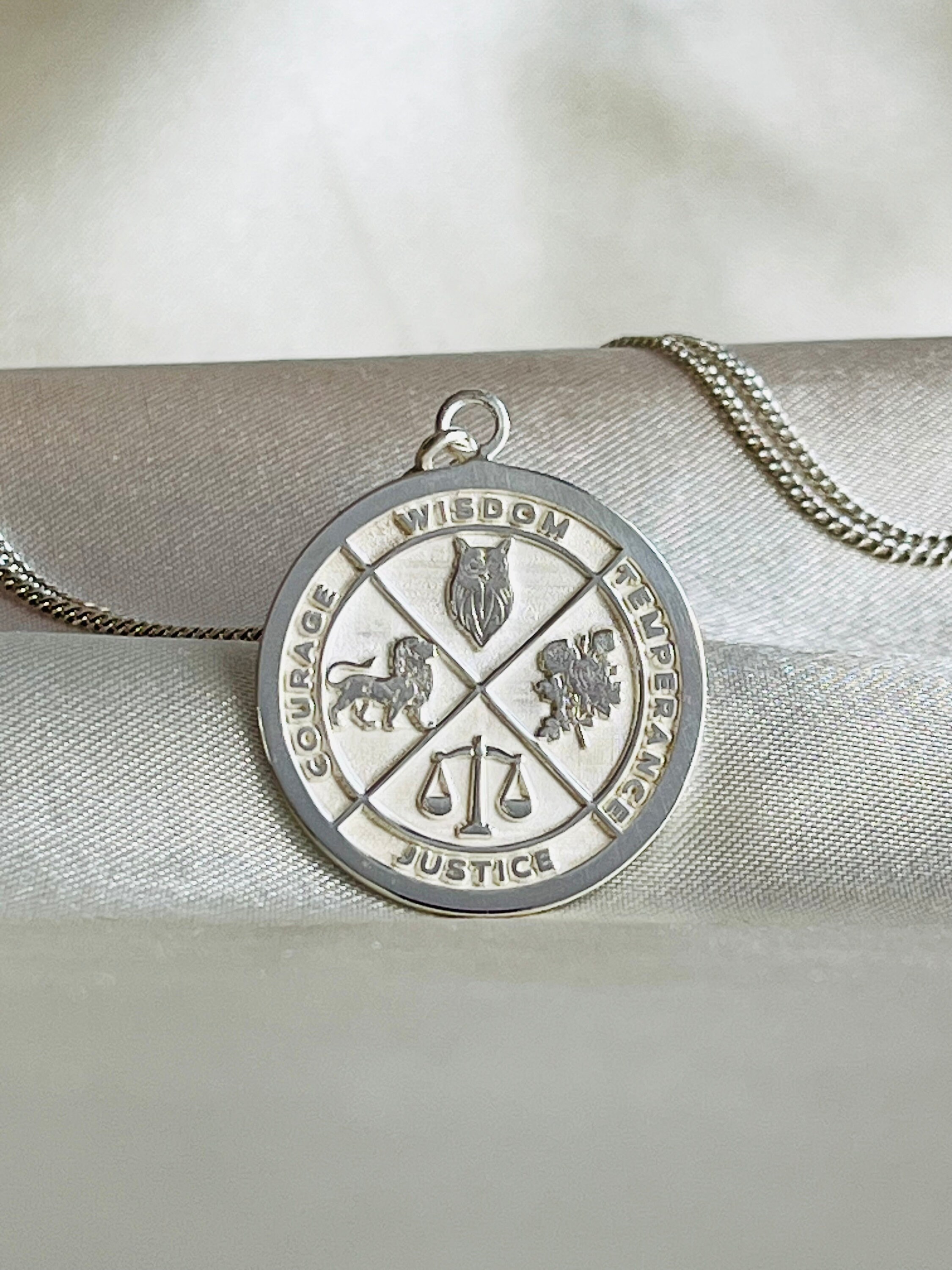 The Cardinal Virtues Stoic Necklace,justice Wisdom Temperance Courage ...