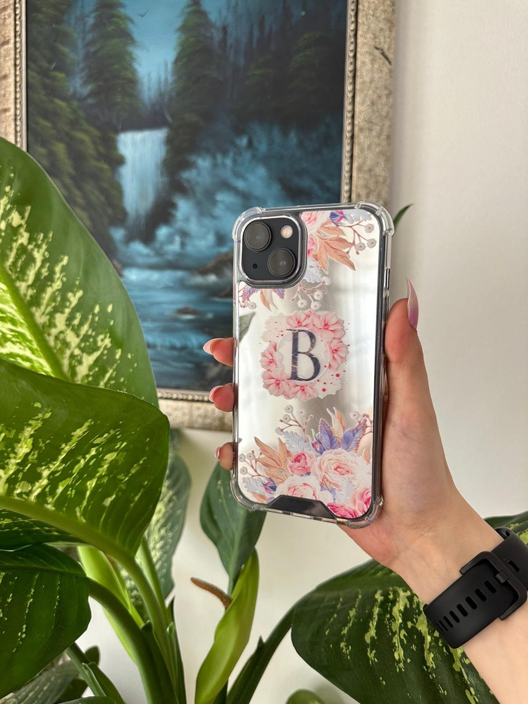 Mirrored Floral Pattern Letter Phone Case, Flower Case, Custom Phone ...