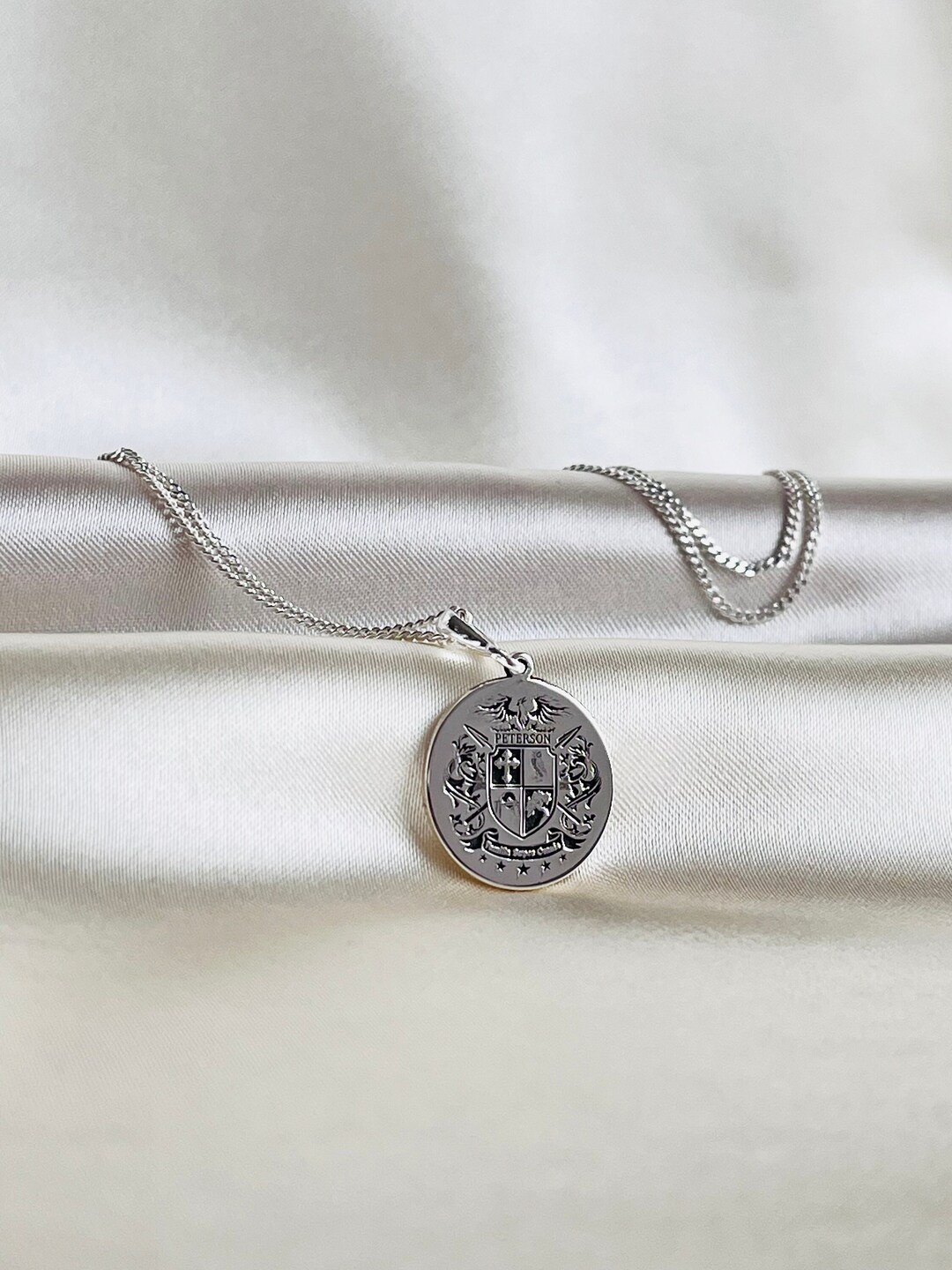 925K Crest Necklace, Family Crest Signet Necklace, Coat of Arms ...