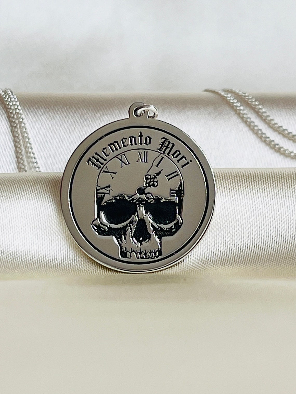 925K Solid Silver Memento Mori Necklace, Personalized Memento Mori ...