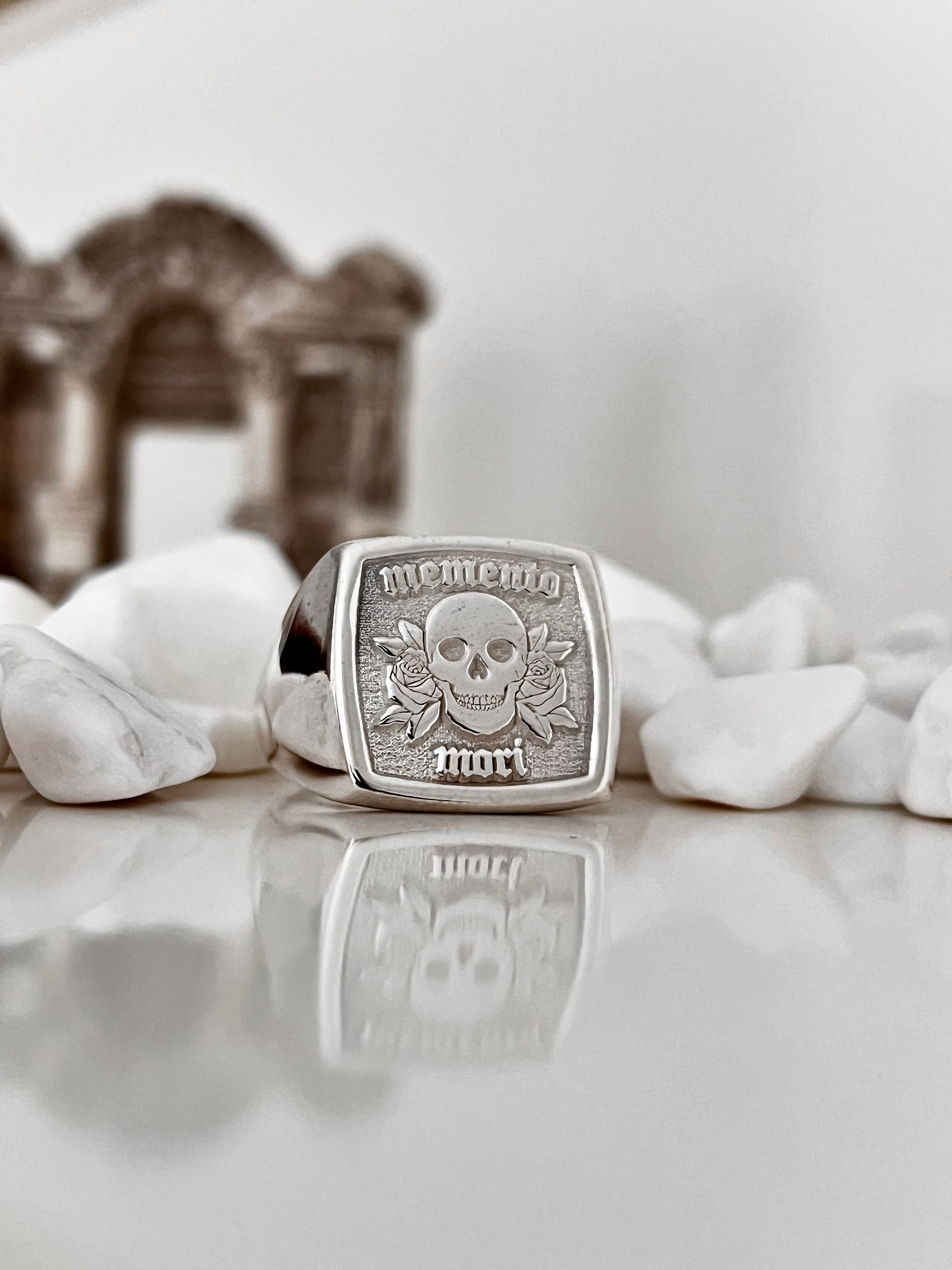 925K Silver Memento Mori Ring, Graduation Gift, Vintage Ring, Daily ...
