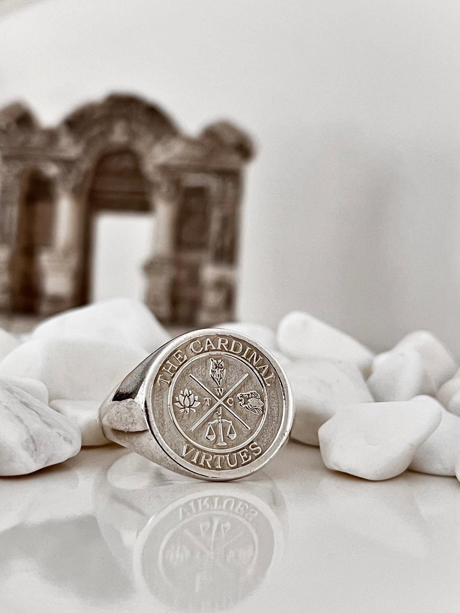925K Silver the Cardinal Virtues Ring, Graduation Gift, Wisdom Ring ...