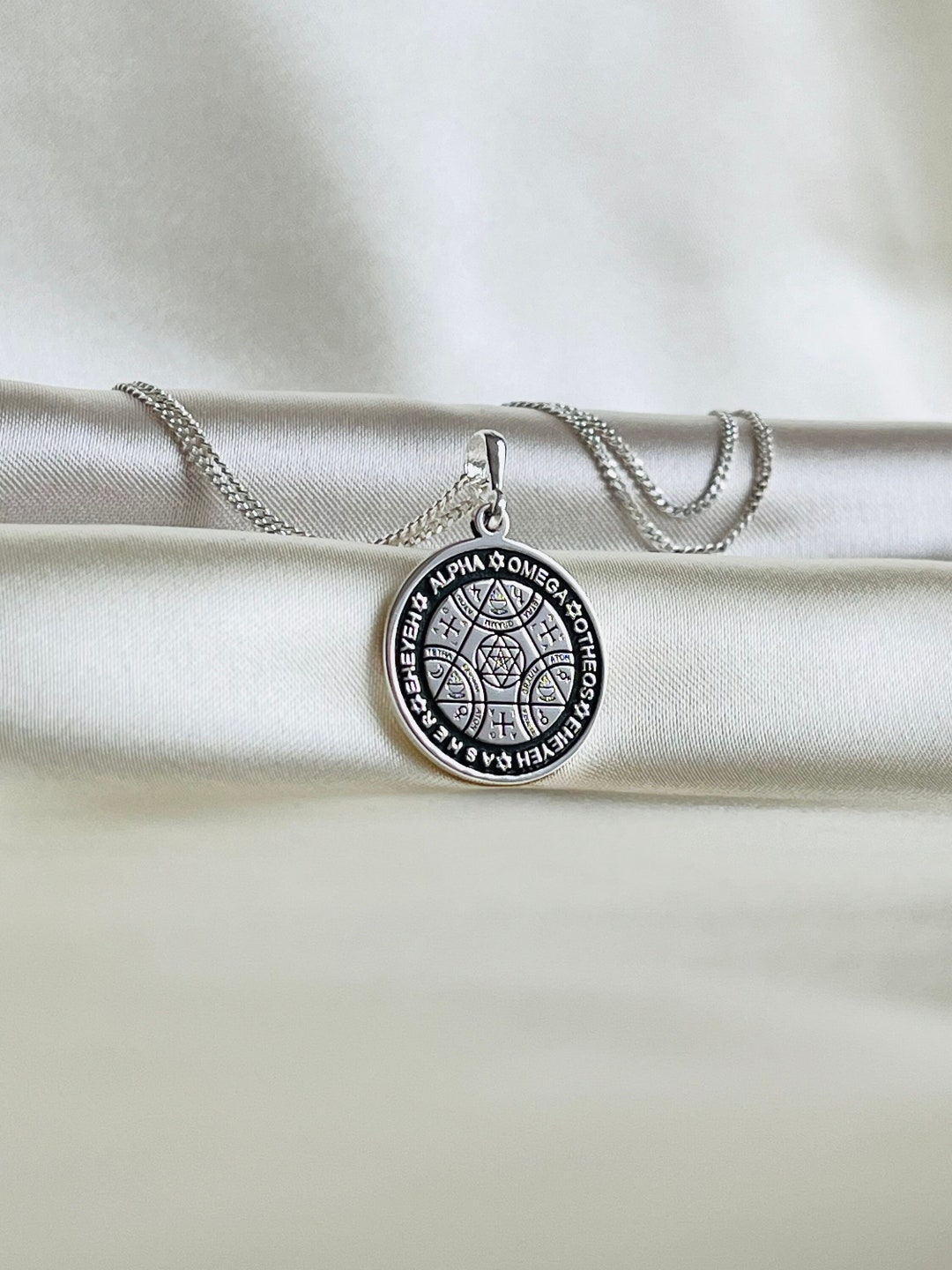 Enoch Angel Magic Amulet, Special Design, Silver Alpha-omega Necklace ...