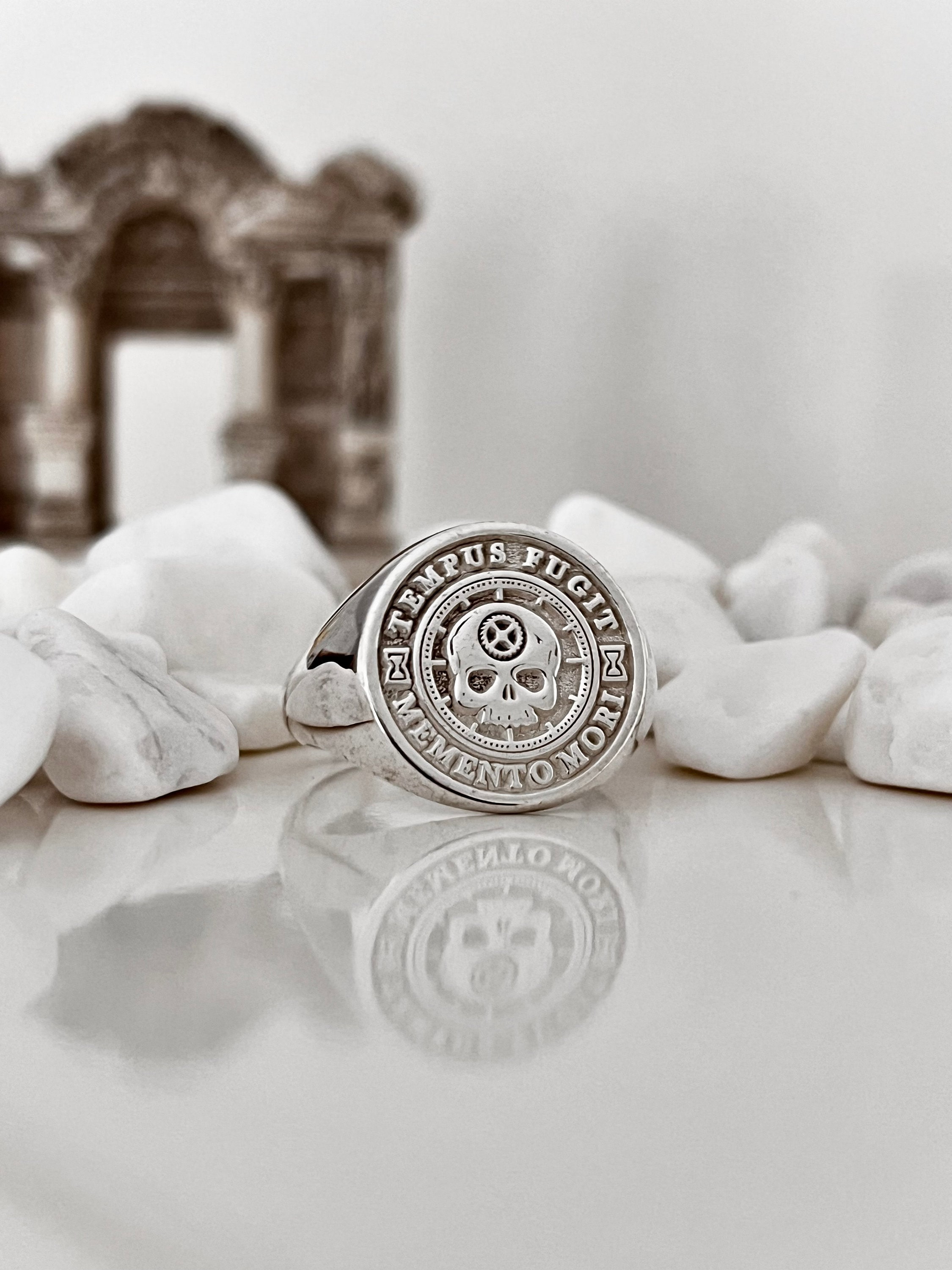 925K Silver Tempus Fugit Ring, Graduation Gift, Stoic Ring, Mens Gift ...