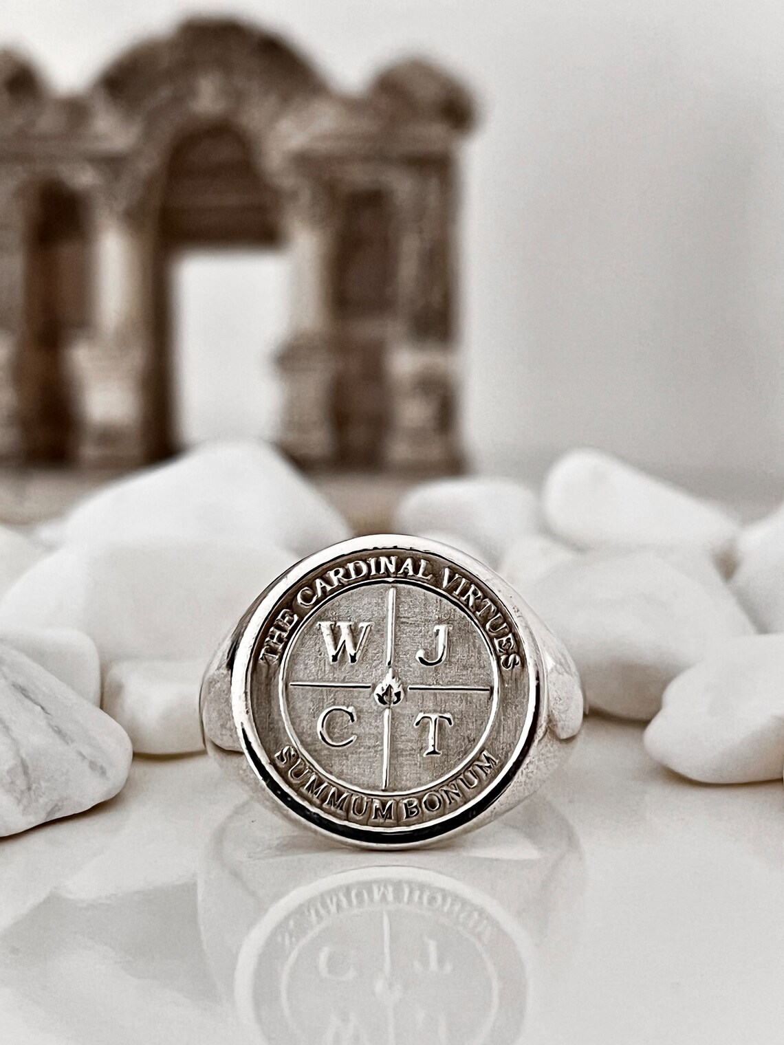 925K Silver the Cardinal Virtues Ring, Graduation Gift, Vintage Daily Stoic Ring, Justice Wisdom ...