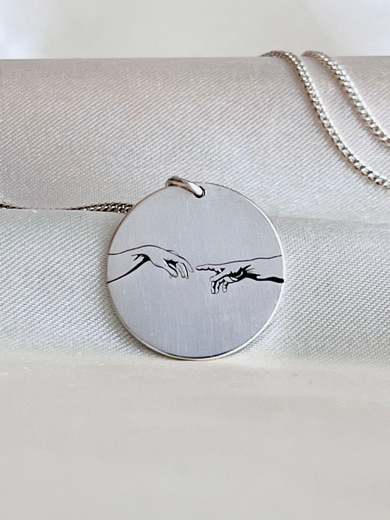 The Creation of Adam Necklace, Hand of God Necklace, Custom Art Jewelry ...