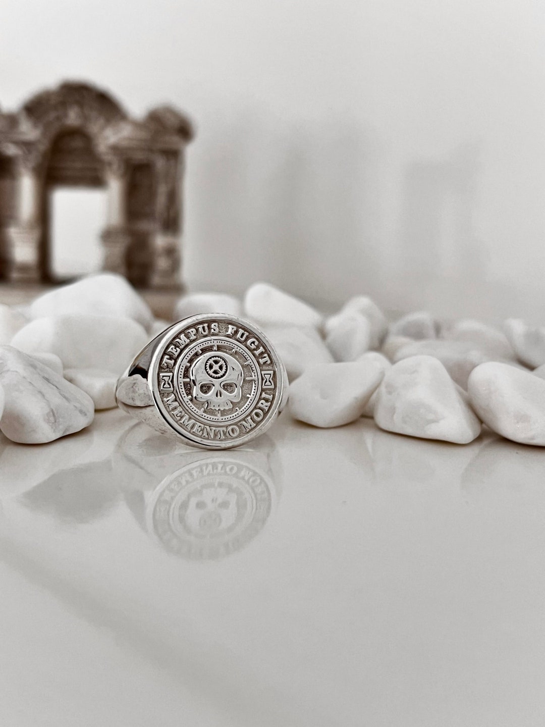 925K Silver Tempus Fugit Ring, Graduation Gift, Stoic Ring, Mens Gift, Memento Mori ...