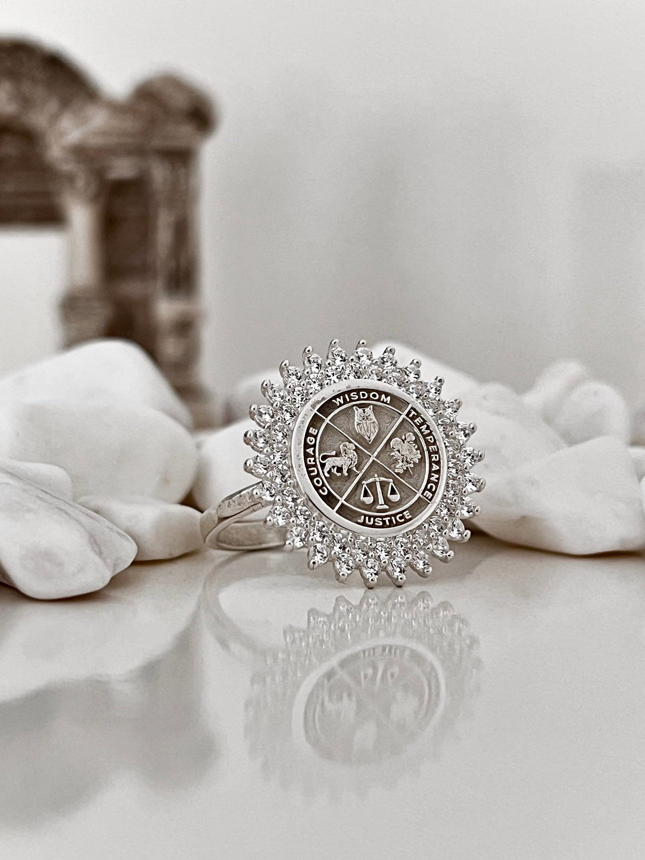 Stoic Ring ,justice Wisdom Ring ,cardinal Virtues Necklace,wisdom Necklace,stoic Gift,stoic Four ...