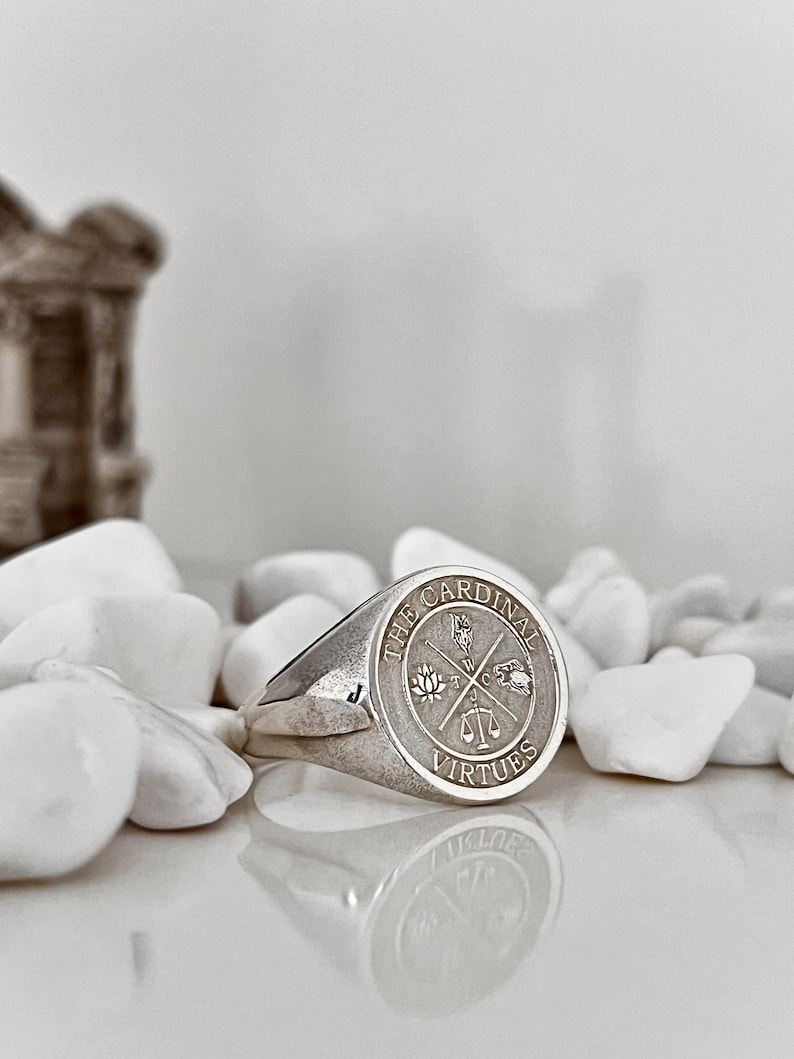 925K Silver the Cardinal Virtues Ring, Graduation Gift, Wisdom Ring ...
