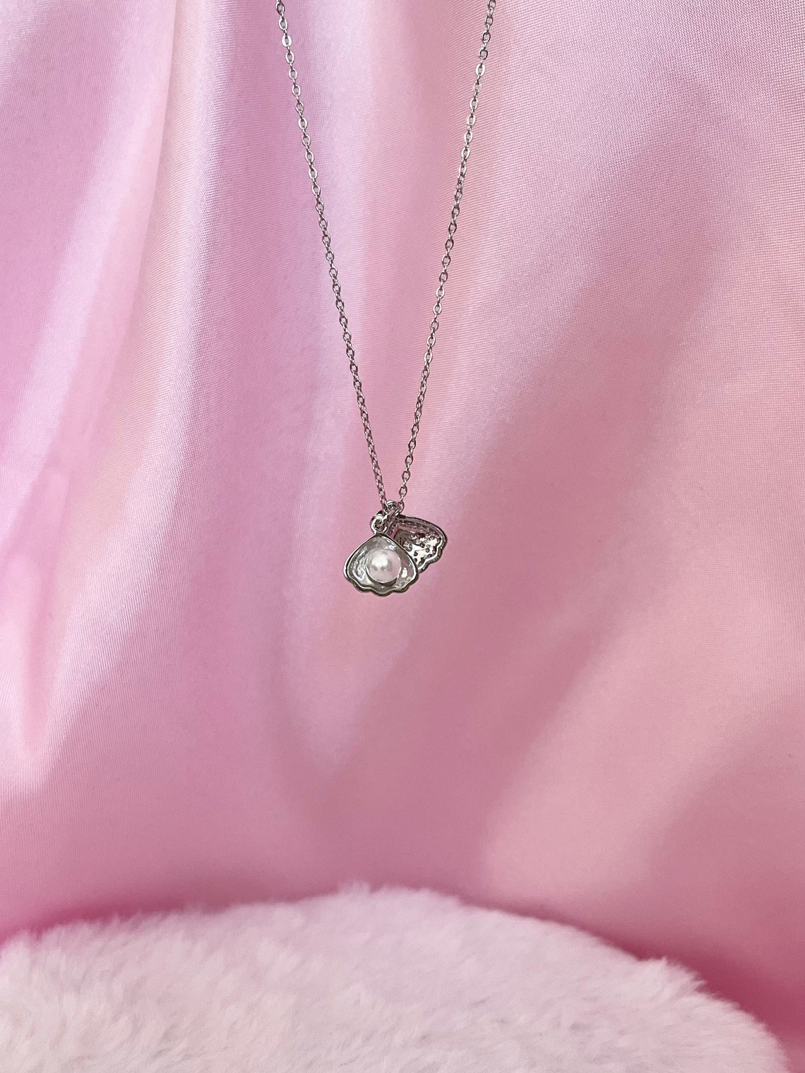 316L Sea Shell Pearl Necklace, Pearl Necklace, Mermaid Necklace ...