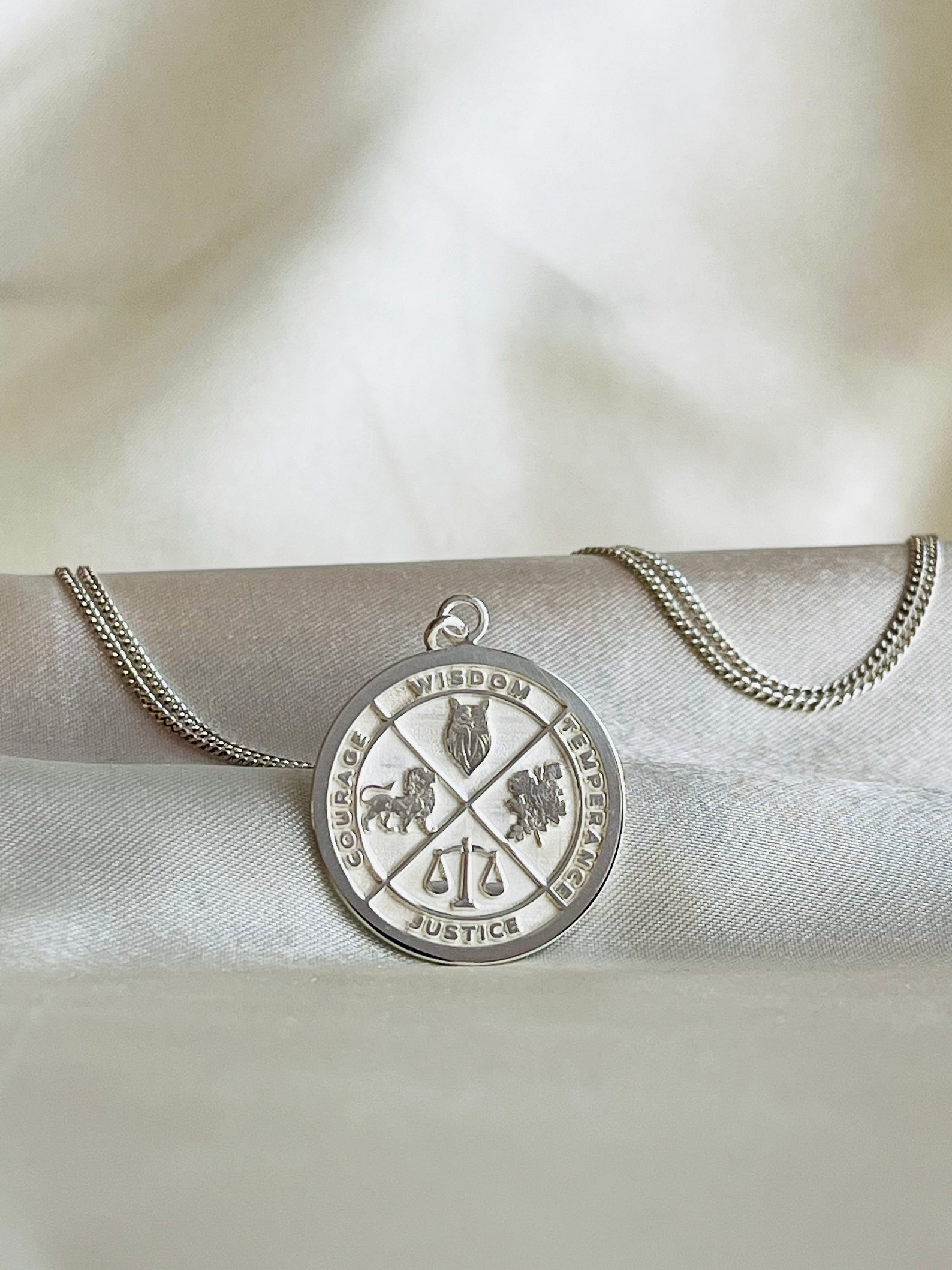 The Cardinal Virtues Stoic Necklace,justice Wisdom Temperance Courage ...