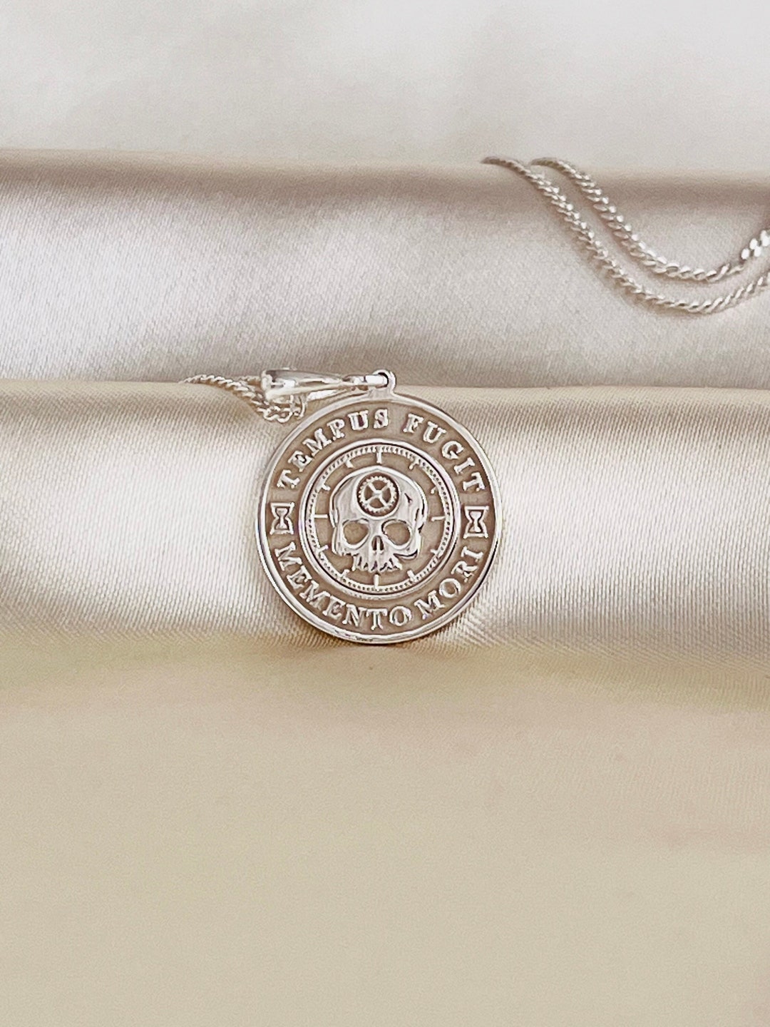 925K Memento Mori Necklace, Amor Fati Jewelry, Stoic Gift, Tempus Fugit ...
