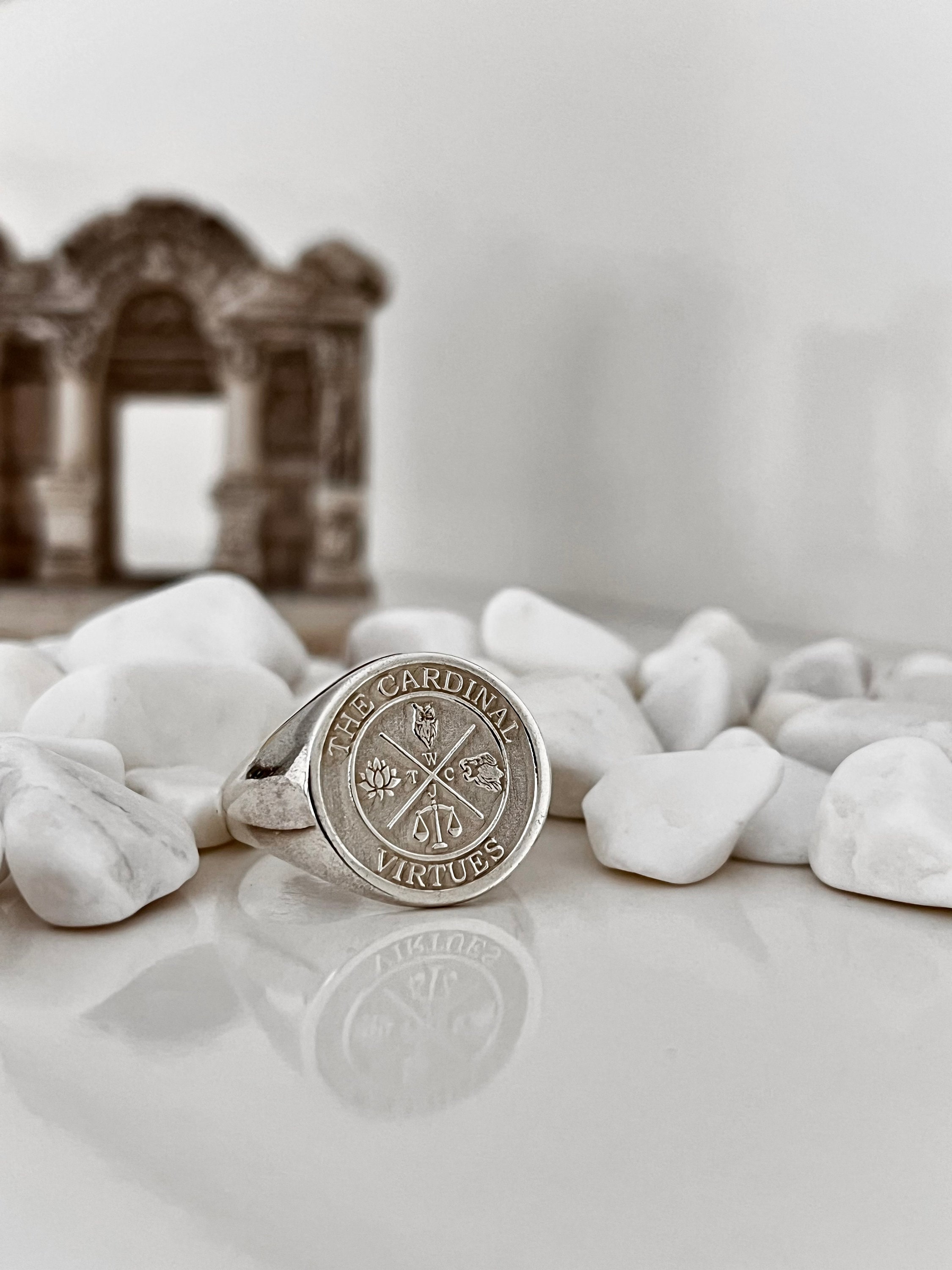 925K Silver the Cardinal Virtues Ring, Graduation Gift, Wisdom Ring, Daily Stoic Ring, Four ...