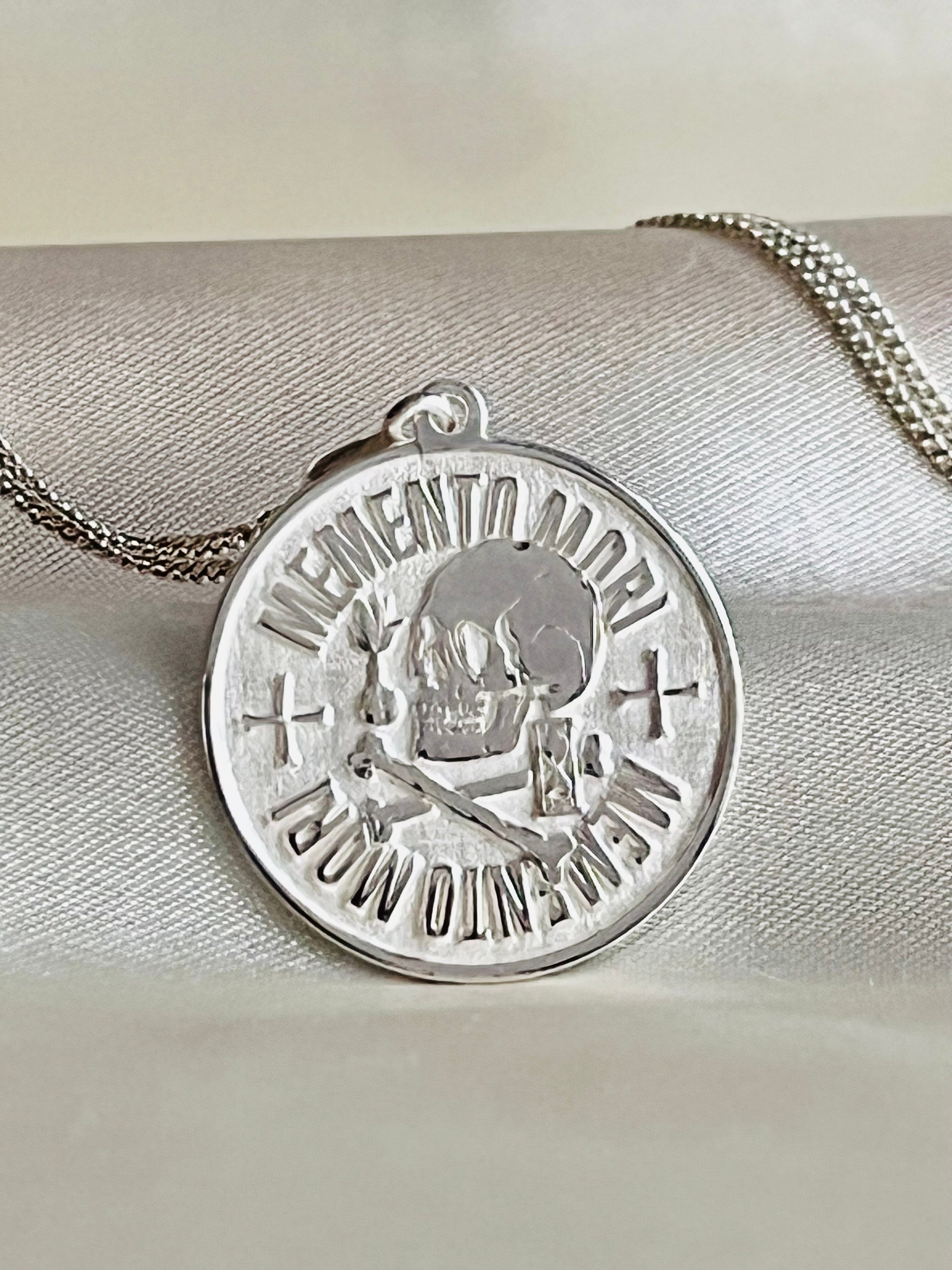 Real 925k Solid Silver Memento Mori Necklace Personalized Memento Mori ...