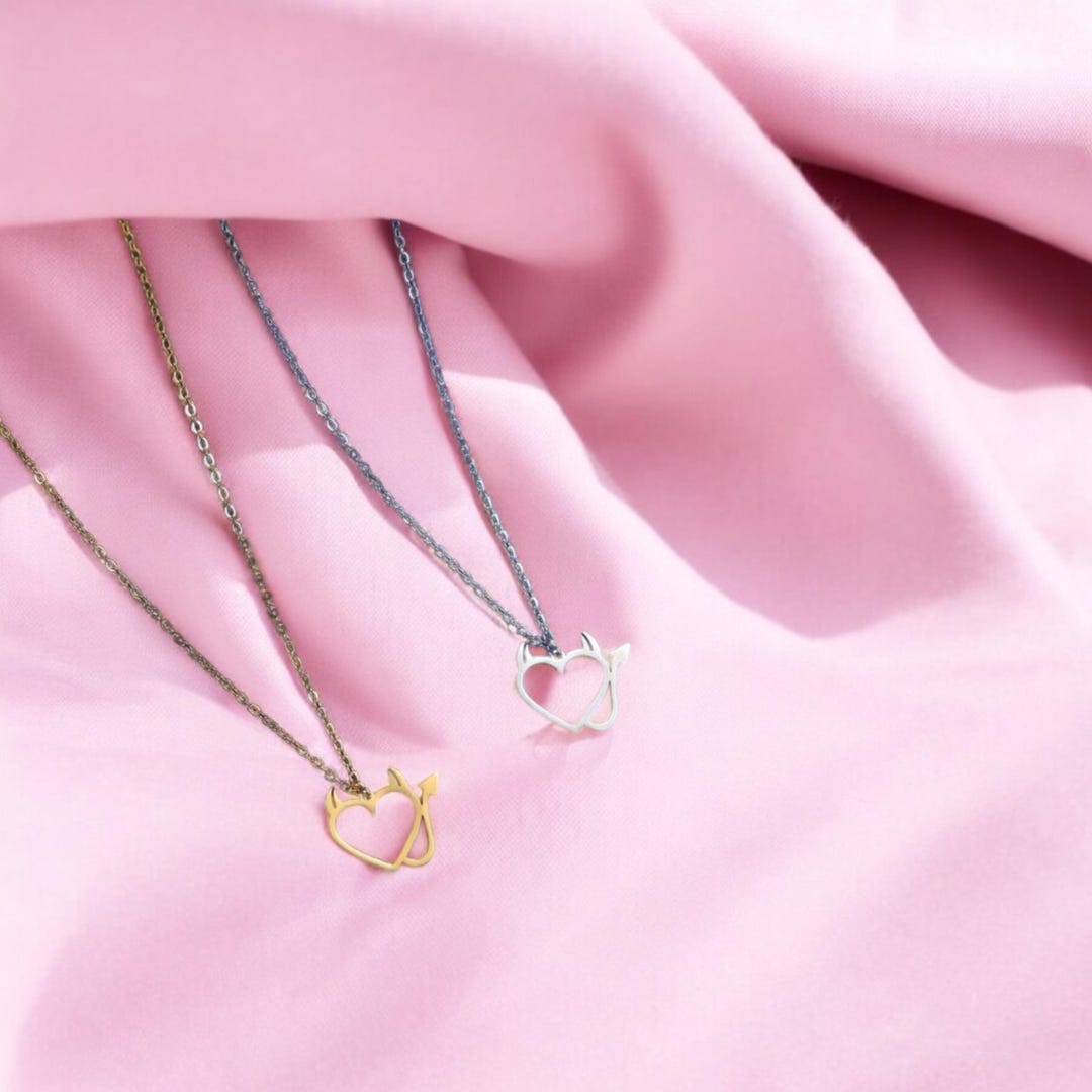 Devil Heart Necklace, 925 Sterling Silver Necklace, Heart Necklace ...