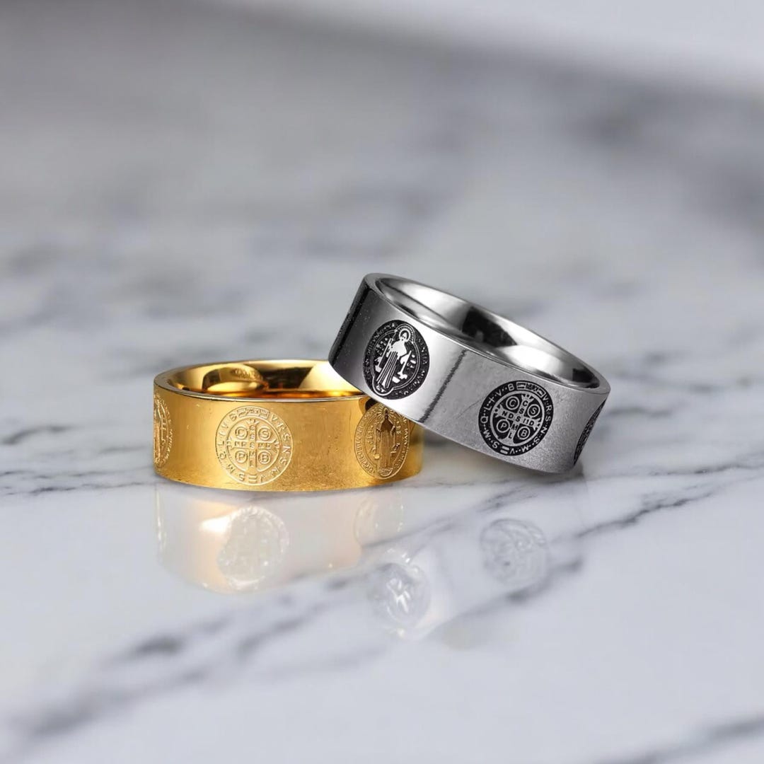 Saint Benedict Medal Ring, Stoicism, Religious Men Jewelry, St Benedict ...