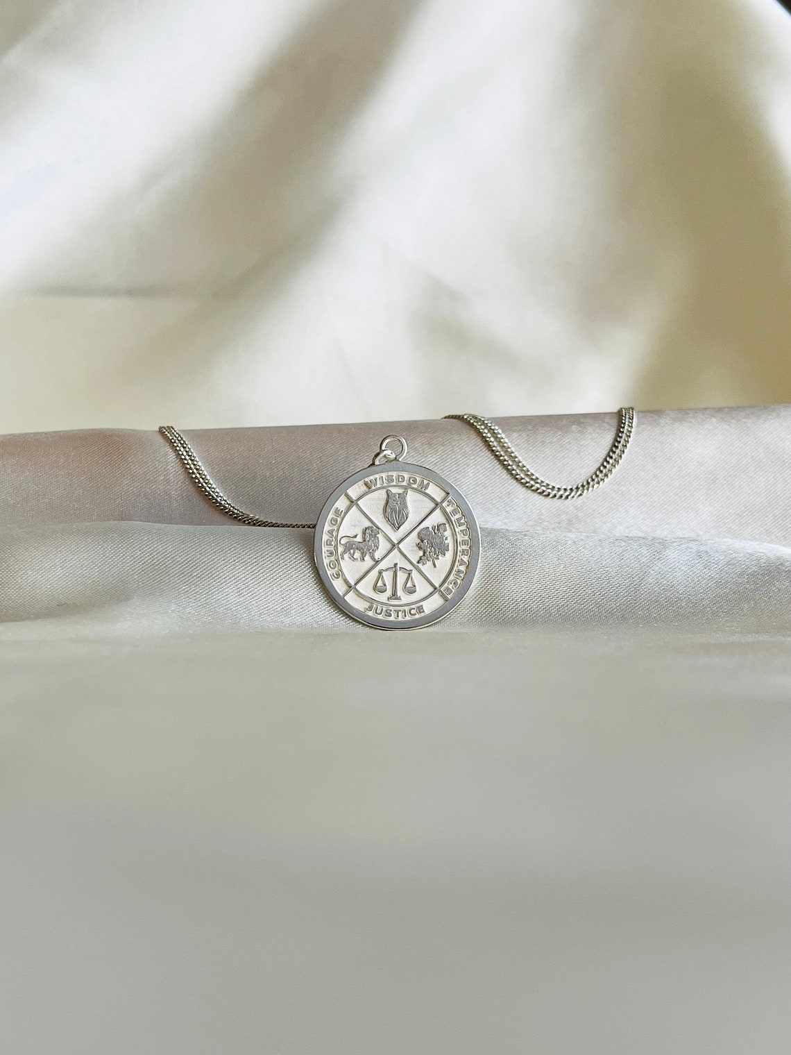 The Cardinal Virtues Stoic Necklace,justice Wisdom Temperance Courage ...
