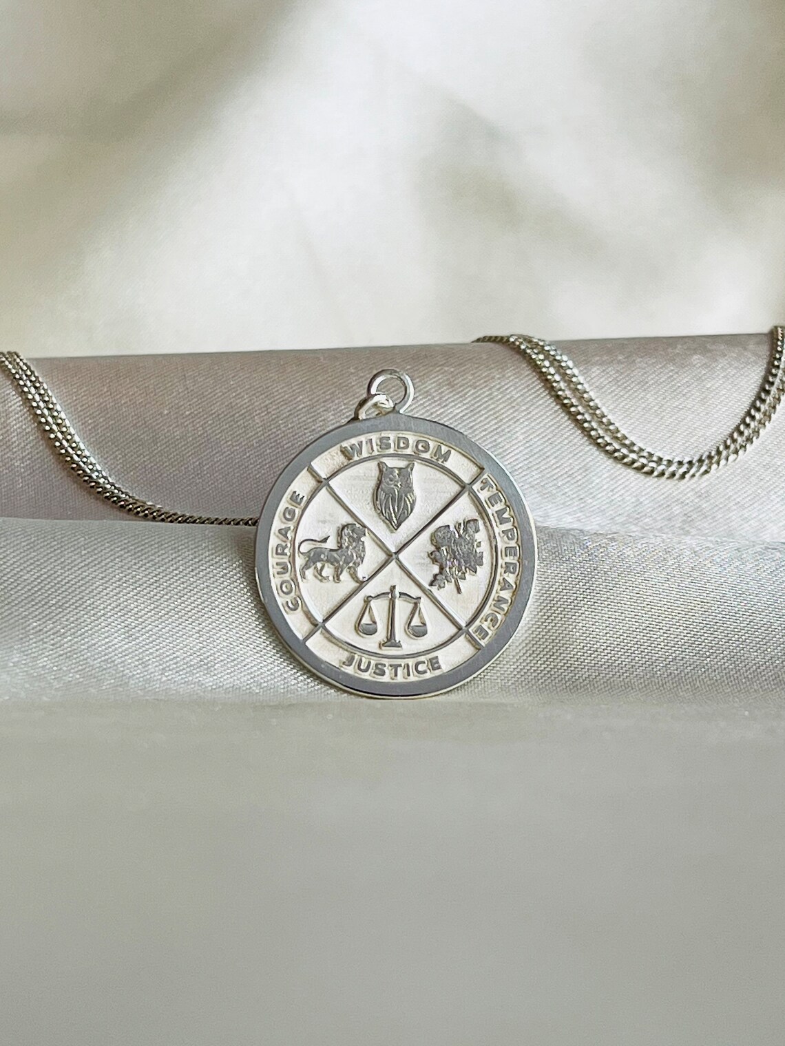 The Cardinal Virtues Stoic Necklace,justice Wisdom Temperance Courage ...