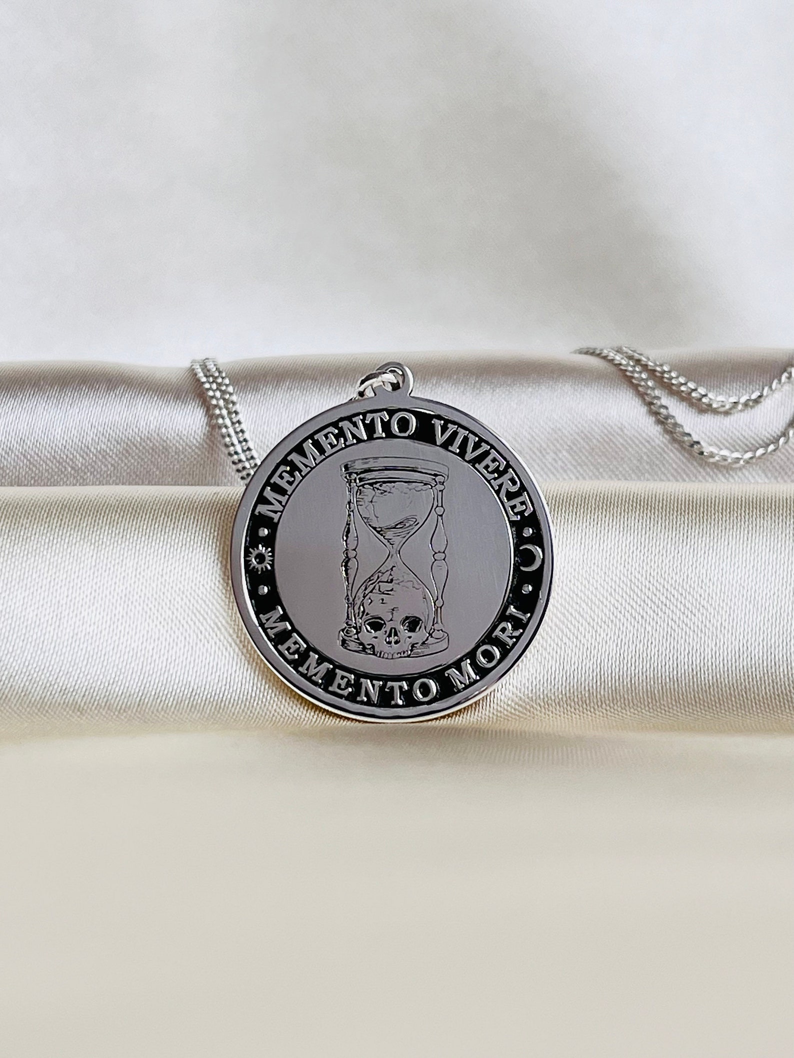 925K Memento Vivere Necklace, Silver Amor Fati, Stoic Necklace, Memento ...