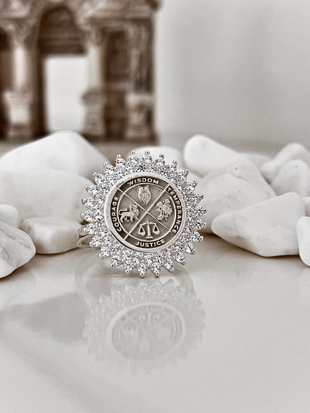 Stoic Ring ,justice Wisdom Ring ,cardinal Virtues Necklace,wisdom ...